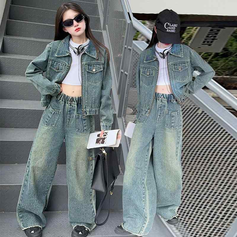 ・カテゴリ: キッズセットアップ・性別: 女の子・スタイル: カジュアル・セット種類: パンツセット・セット点数: 2点セット・主な素材: 綿76%・生地: デニム・生地加工: 柔軟加工・厚み: 普通・柄: 無地・袖丈: 長袖・パンツ丈: ...