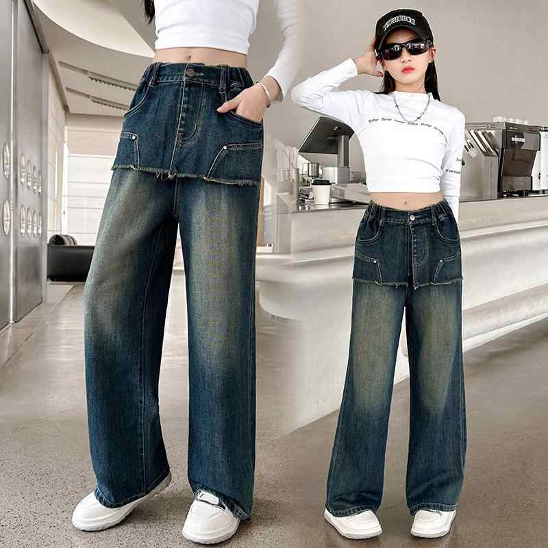 ・スタイル: カジュアル・生地: デニム・主な素材: 綿68%・丈: フルレングス・性別: 女の子・対象年齢: 8歳以上、140cm以上の中大童・シーズン: 春、秋・カテゴリ: 子供用ジーンズ・加工: 柔軟加工・柄: 無地・ファッション要素...