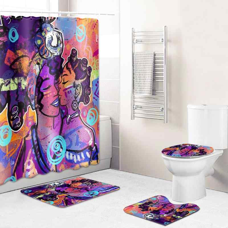 ・カテゴリ: バスグッズ・スタイル: アメリカン・素材: ポリエステル・柄: アフリカ女性像・商品構成: 4点セット、3点セット、シャワーカーテン2点セット、シャワーカーテン単品、バスマット単品・サイズ展開: バスマット 40x60cm、バ...