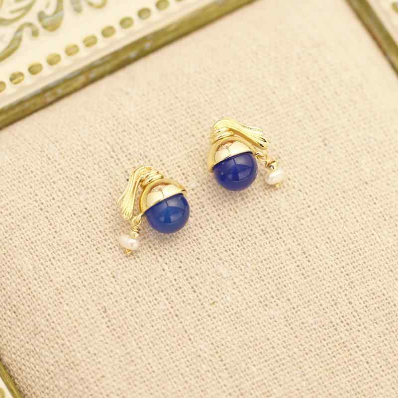 ・カテゴリ: イヤリング・対象: 女性・スタイル: ニッチ、個性的なトレンド・主な素材: 銅・デザイン: カートゥーンキャラクター・柄: カートゥーン・加工方法: 電鍍・カラー: ゴールド＆ブルー