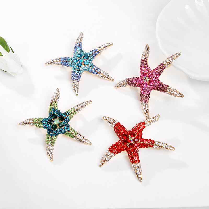 ・種類: ブローチ・素材: 合金・デザイン: ヒトデ・形状: 幾何学模様・加工技術: 象眼細工・デザインモチーフ: 星屑・スタイル: 個性的なトレンド・対象: 男女兼用・用途: 記念、装飾、婚礼