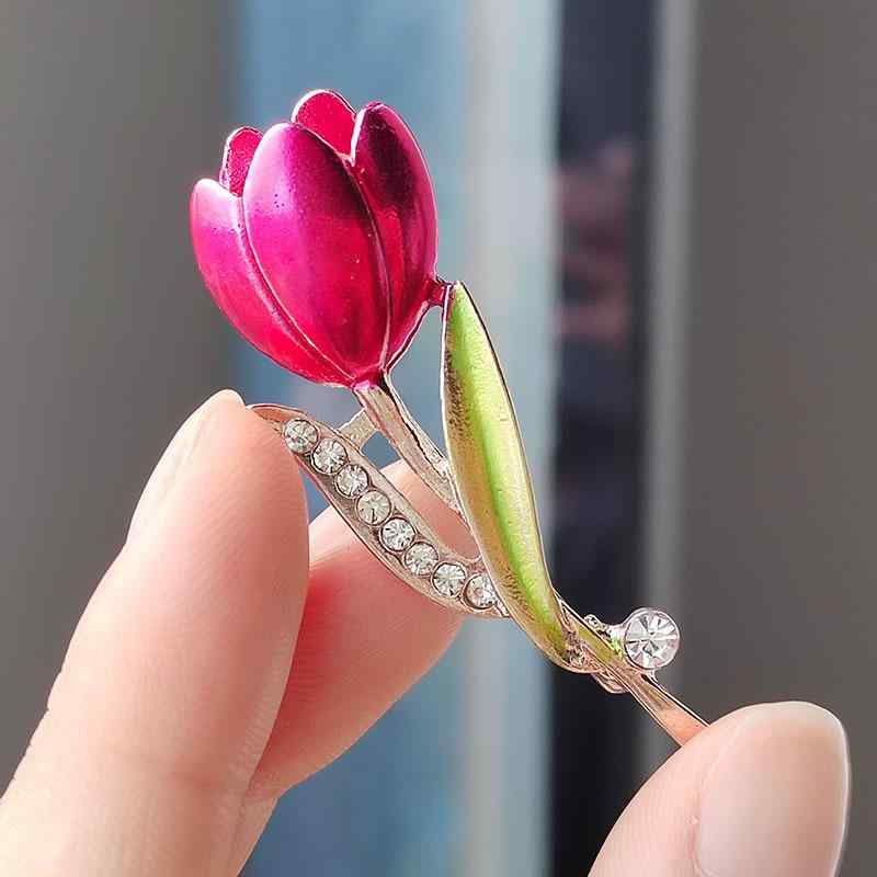 ・カテゴリ: ブローチ・素材: 合金・加工: 電鍍・デザイン: チューリップの花・カラー: チューリップ・機能: 装飾・スタイル: 清新で甘め・対象: 女性