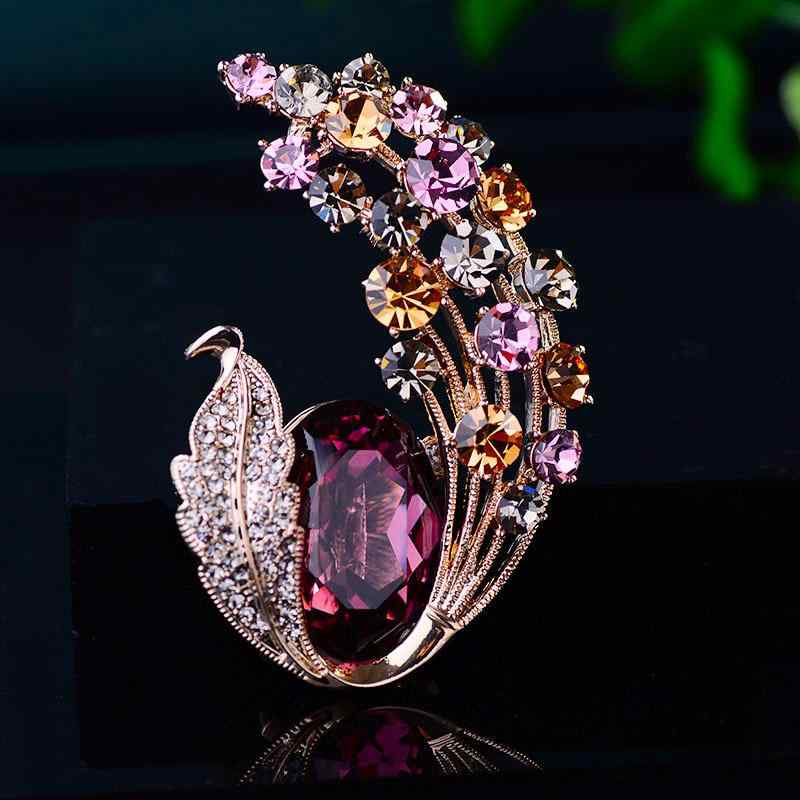 ・カテゴリ: ブローチ・スタイル: フレンチレトロ・対象: 女性・素材: 合金・モチーフ: 植物、花、葉・加工方法: 電気メッキ・カラー: 紫・機能: 記念、装飾、多機能、贈答