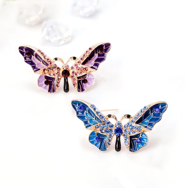 ・カテゴリ: ブローチ・対象: レディース・スタイル: 欧米、ファッション通勤・素材: 合金・モチーフ: 昆虫・流行要素: バタフライ・加工方法: ドリップオイル・機能: 多機能・カラー展開: ブルーバタフライ、パープルバタフライ