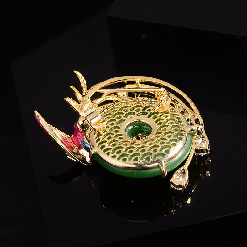 ・素材: 銅、キュービックジルコニア装飾・性別: レディース・モチーフ: 鳥・加工: 電鍍・カラー: グリーン・用途: 装飾・スタイル: 文芸レトロ・種類: ブローチ