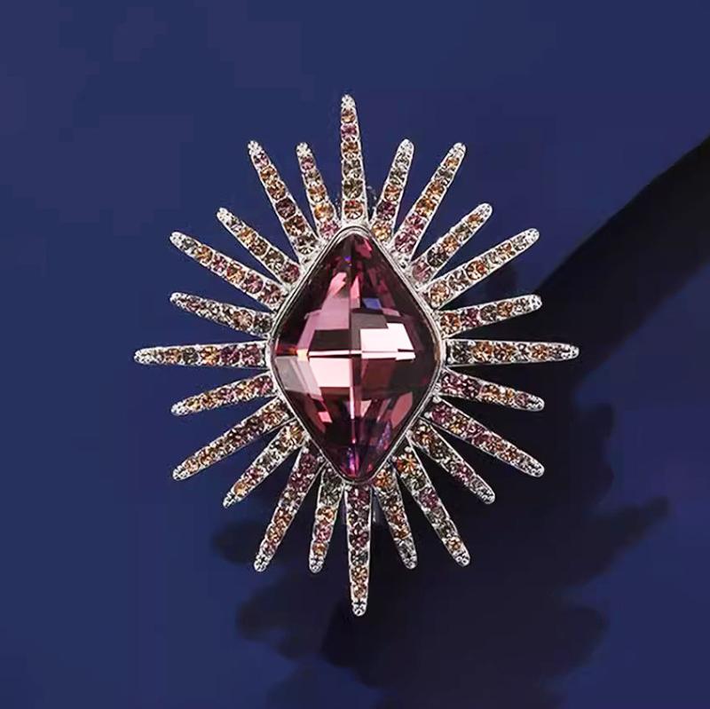 ・カテゴリ: ブローチ・素材: 合金・加工方法: 電鍍・カラー展開: パープル星芒、ブルー星芒・柄: 星芒・機能: 多機能・スタイル: 文芸レトロ・対象: 女性