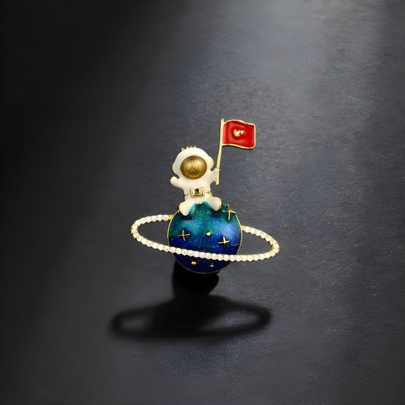 ・素材: 合金・スタイル: 男女兼用・加工方法: エポキシ樹脂加工・デザイン: 宇宙飛行士と星・流行要素: 星、自然・テイスト: 日韓風・雰囲気: 清新で可愛らしい・カテゴリ: ブローチ