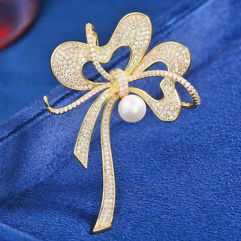 ・カテゴリ: ブローチ・対象: 女性用・スタイル: ライトラグジュアリー、ファッション通勤・素材: 亜鉛合金・加工: 電鍍・形状: ハート、リボン・カラー: ゴールド・機能: 記念、装飾、多機能、調節、両用、贈り物、固定