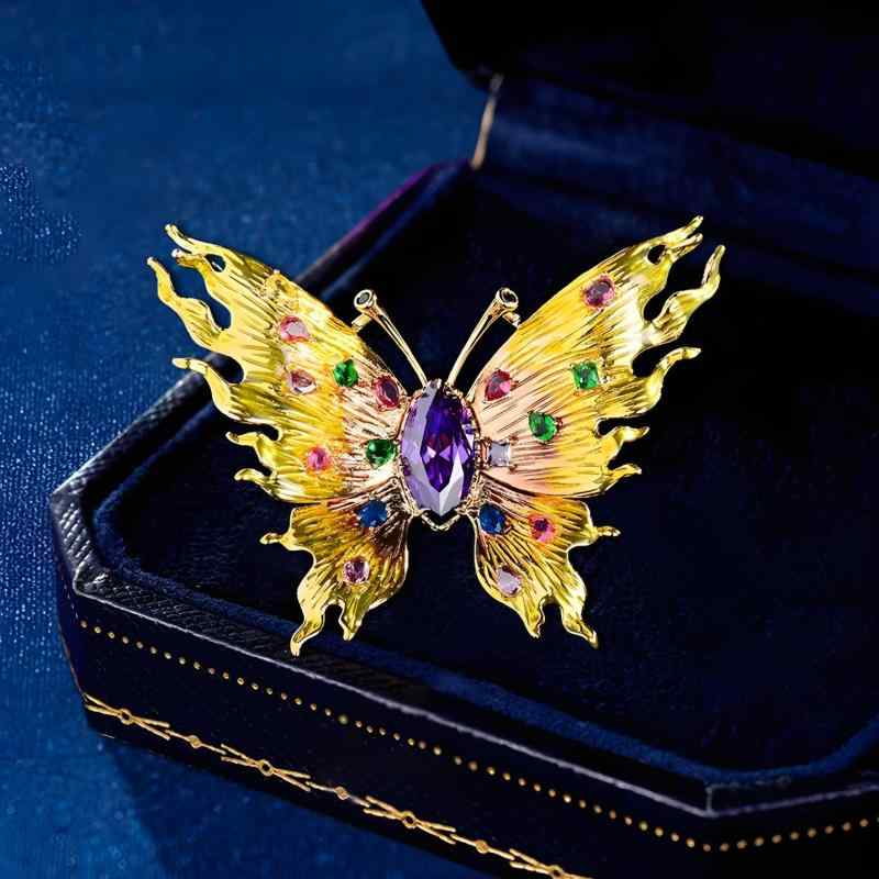 ・素材: 合金・対象: 女性・デザイン: 昆虫・加工: 象眼細工・カラー展開: イエロー、グリーン・モチーフ: 蝶・スタイル: 日韓風、清新甜美・カテゴリ: ブローチ