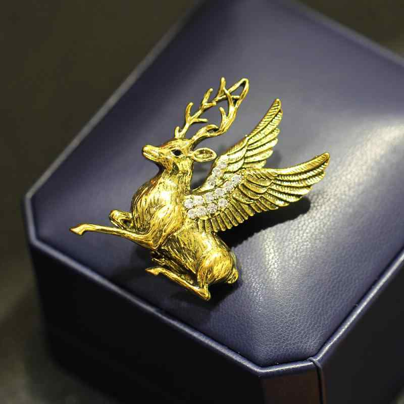 ・カテゴリ: ブローチ・素材: 合金・加工: 電鍍・デザイン: 鹿モチーフ・カラー: ゴールド・スタイル: オフィス・カジュアル・用途: 装飾、贈答用、ウエスト調整、衣服固定・対象: ユニセックス