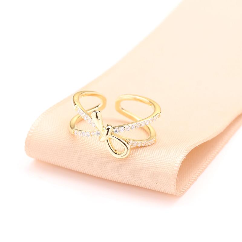 ・カテゴリ: リング・素材: 銅・柄: 蝶結び・加工: 電鍍・カラー: 金色・サイズ: 17mm・スタイル: 清新スウィート・対象: 女性