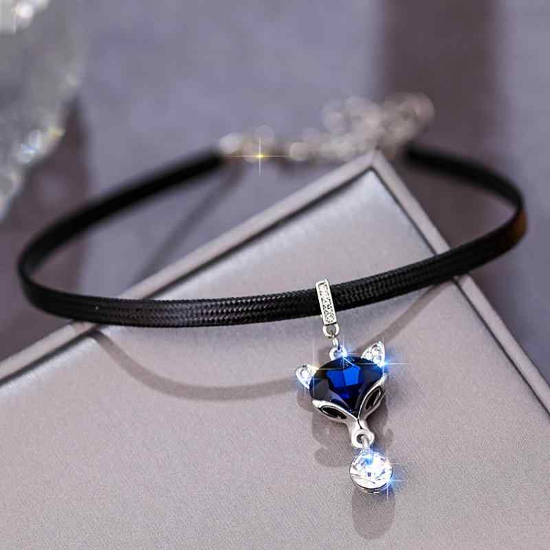 ・素材: 合金・カラー: セクシーフォックス（ブルー）・モチーフ: 狐・スタイル: 日韓・テイスト: 清新甜美・長さ: 約31～40cm・対象: レディース・種類: ネックレス