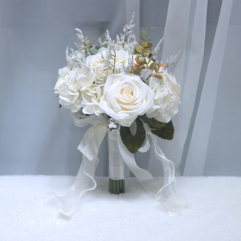 ・カテゴリ: ブーケ・素材: 絹花・カラー展開: オフホワイト、ブルー、ワインレッド、ピンク