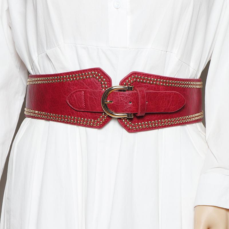 ・カテゴリ: ウエストベルト・性別: レディース・対象: 大人向け・素材: PUレザー・装飾: リベット・カラー展開: レッド、コーヒー、ブラック、キャメル、アプリコット・スタイル: オールマイティ・タイプ: シングルループ