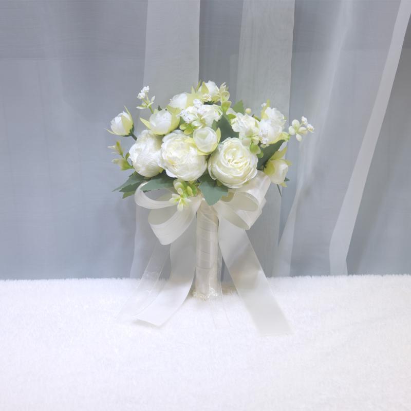 ・カテゴリ: ブーケ・主な素材: シルクフラワー・カラー展開: オフホワイト, オフホワイトとシャンパン, シャンパン, オフホワイトとピンク