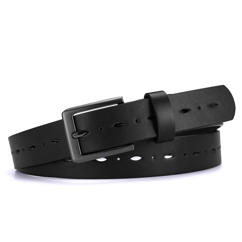 ・素材: フェイクレザー・バックル素材: 合金・留め具: ピンバックル・カラー: ブラック・幅: 約2-4cm・サイズ展開: 105cm、115cm、125cm・スタイル: 個性派スタイル・加工: エナメル加工、パンチング、メッキ加工