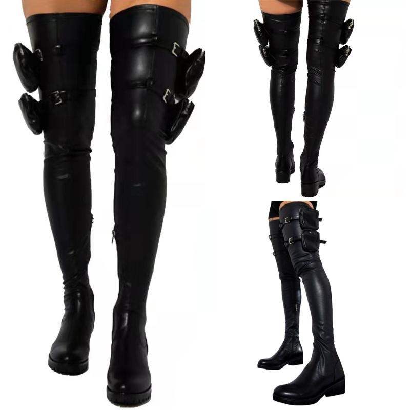 ・カテゴリ: ニーハイブーツ・性別: レディース・スタイル: 欧米風・アッパー素材: 人工PU・ソール素材: ゴム・筒部素材: PU・インソール素材: 人工ファー・裏地素材: 綿・つま先形状: ラウンドトゥ・ヒール形状: 太ヒール・ヒール高...