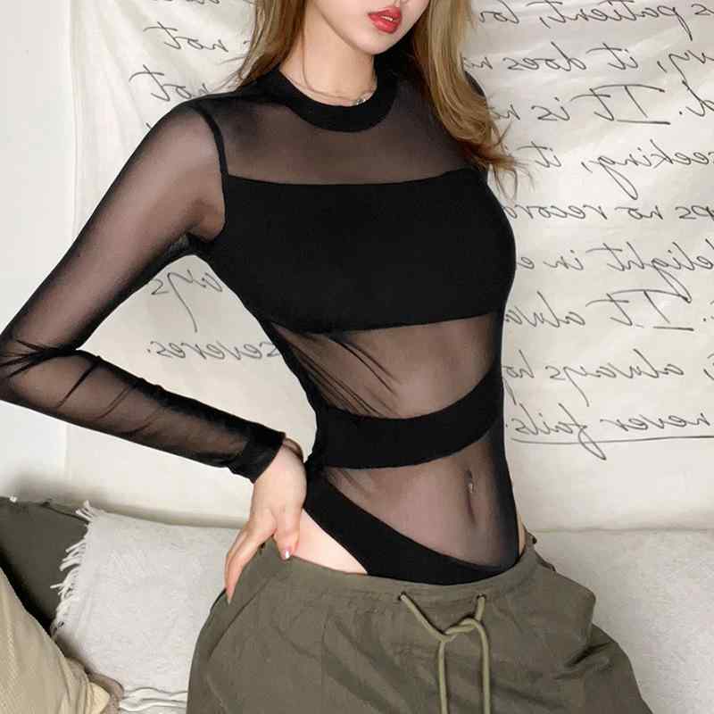 ・カテゴリ: ロンパース・スタイル: スウィート、フレッシュスウィート、セクシーギャル・主な素材: ポリエステル 90～95%・副素材: スパンデックス 30%以下・袖丈: 長袖・袖タイプ: レギュラー・流行要素: シースルー・カラー展開:...
