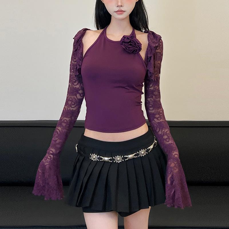 ・カテゴリ: カジュアルセットアップ・柄: 無地・デザイン: シアー・加工: エンボス加工・主な素材: ポリエステル90%～95%、スパンデックス5%～10%・カラー: パープル・サイズ展開: S, M, L・スタイル: ストリートカジュア...