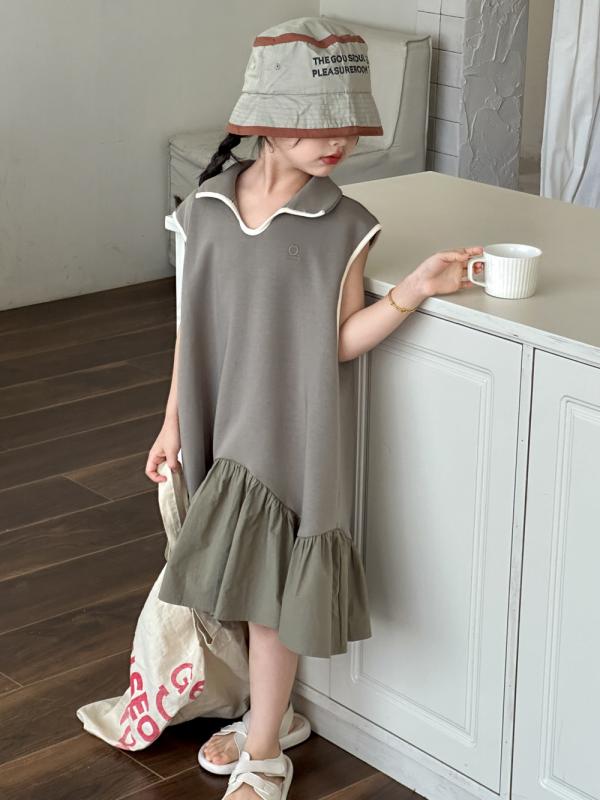 ・カテゴリ: ワンピース・スタイル: プリンセス・主な素材: 綿・性別: 女の子用・対象年齢: 8歳以上、140cm以上・柄: 無地・加工: 柔らか加工・袖丈: ノースリーブ・スカートデザイン: プリンセスライン・カラー: グレイッシュグリ...