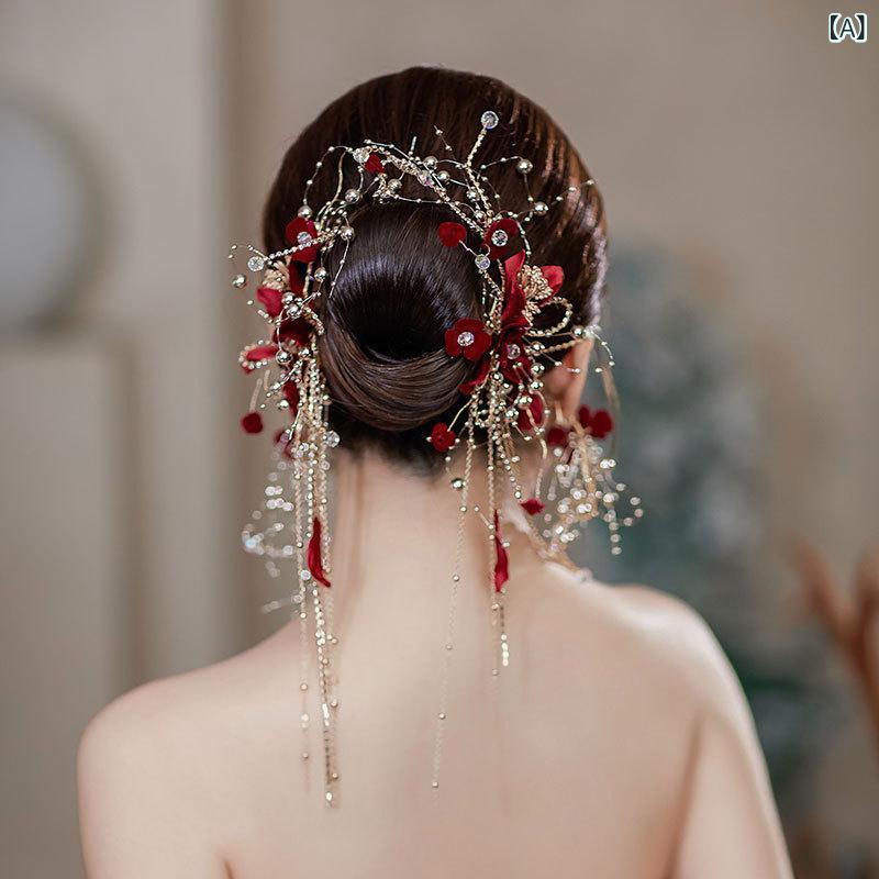 ・素材: 布料・加工方法: 手工・ヘアクリップ分類: サイドクリップ・デザイン要素: 花柄・スタイル: 新中国風・スタイル分類: 個性的なトレンド・カテゴリ: ヘッドアクセサリー・対象: 女性用・デザイン要素分類: 植物・花