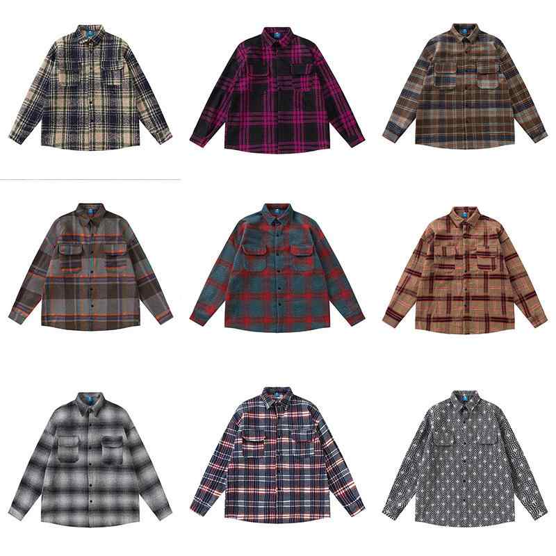 ・カテゴリ: シャツ・タイプ: カーディガン・主な素材: ポリエステル90%・機能: ノーアイロン・生地番手: 50番手・スタイル: レトロ・フィット: ルーズ・ネックライン: 襟付き・袖丈: 長袖・柄: チェック・厚さ: 厚手・デザイン:...