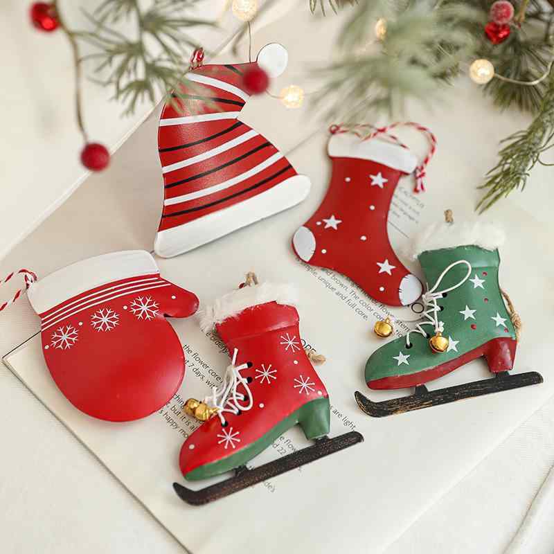 ・素材: 鉄製・種類: 赤いブーツ、緑のブーツ、赤い手袋、赤いクリスマス帽、赤い靴下・スタイル: カートゥーン、アメリカンスタイル・適用行事: クリスマス