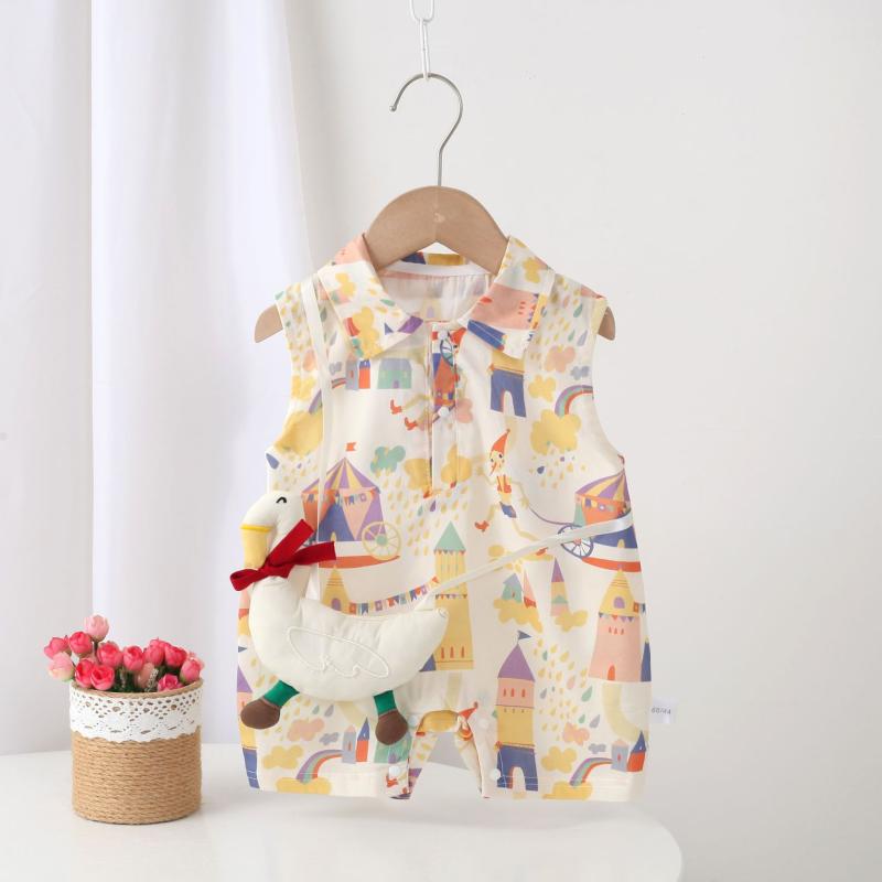 ・主な素材: 綿65%・対象年齢: 新生児(0〜1歳)・性別: ユニセックス・袖丈: ノースリーブ・写真: モデルなし実物撮影・厚さ: 標準・スタイル: カジュアル・カラー: マルチカラー・適応身長: 66cm, 73cm, 80cm, 9...