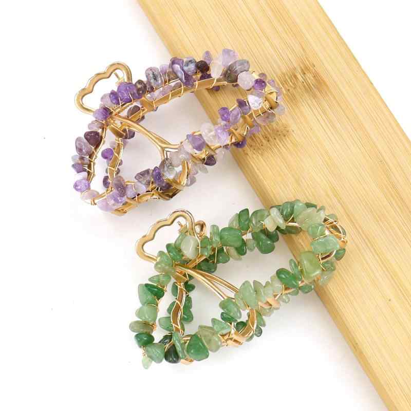 ・素材: 瑪瑙・加工: 手工編み・ヘアクリップ種類: 挟むタイプ・カラー展開: 蝶Aモデル+カラーストーン、蝶Aモデル+ラピスラズリ、蝶Aモデル+シトリン（合成）、蝶Aモデル+ローズクォーツ、蝶Aモデル+アメジスト、蝶Aモデル+レッドストー...