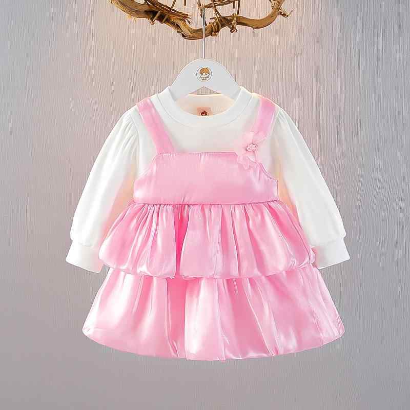 ・スタイル: プリンセス・主な素材: 綿96%・カテゴリ: 子供用ワンピース・対象性別: 女の子・対象年齢: 1〜3歳、身長80〜100cm・柄: 無地・適合シーズン: 春秋・袖丈: 長袖・スカートスタイル: プリンセス・カラー展開: ピン...
