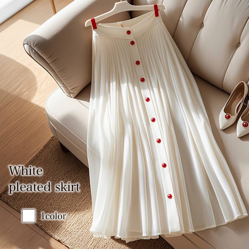 【商品名】ホワイトプリーツスカート【カラー】ホワイト【サイズ】S M L XL 【サイズ表記】・Sサイズ 総丈94 ウエスト70・Mサイズ 総丈95 ウエスト74・Lサイズ 総丈96 ウエスト78・XLサイズ 総丈97 ウエスト82【素材】...