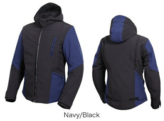 ■商品概要【カラー】ネイビー／ブラック【素材】ポリエステル(ソフトシェル)【標準装備】プロテクター(肩、肘、背中、胸)■詳細説明首元からの風の侵入を防ぐ襟高設計高さのある襟で、寒さを感じやすい首元からの風の侵入を防ぐ。ソフトシェルで防風＆中...