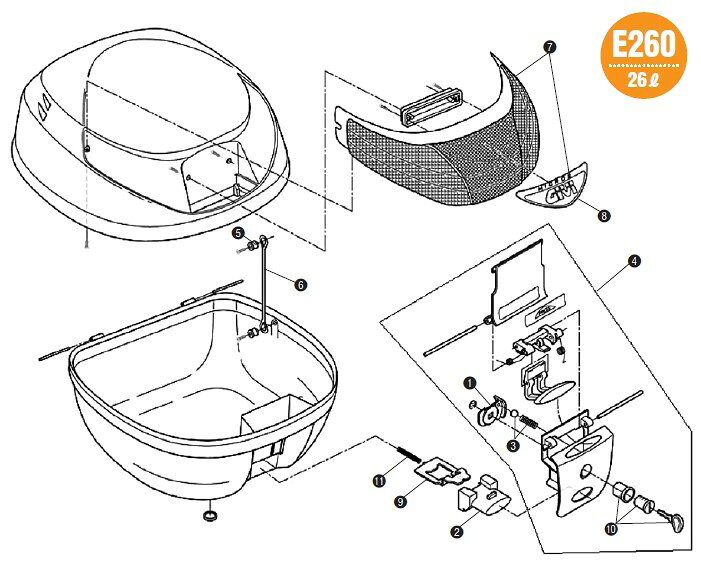 ■商品概要【対応ケース】：【対象画像番号：8】■適合車種E260&ensp;E260&ensp;&ensp;備考: GIVI