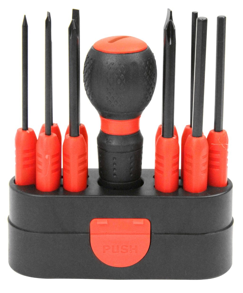 ■商品概要【商品仕様】・10本組【セット内容】・プラスドライバー(＋0、＋1、＋2)・マイナスドライバー(-2.5、-4、-6)・六角ドライバー(H3、H4、H5)・キリ【規格】ED-795■詳細説明家庭内でのネジ締めに便利な10本組ドライ...