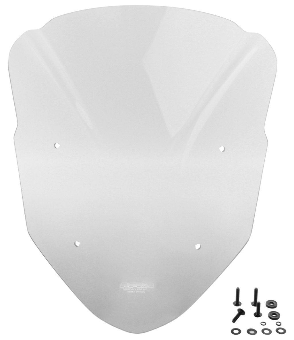 ■商品概要厚み：3mmタイプ：スクリーン スポーツサイズ：幅310mmx長さ410mm材質[素材]：アクリル穴加工：不要仕様：グラデーション無し付属品：ボルト、ワッシャー生産国：ドイツ■詳細説明スポーツスクリーンはオリジナル形状よりも短く成...