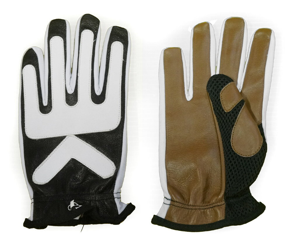 ■詳細説明手の甲はブラック/ホワイト、平にはブラウン、親指はブラックメッシュ。スタイリッシュなハルマンスタイルグローブ
