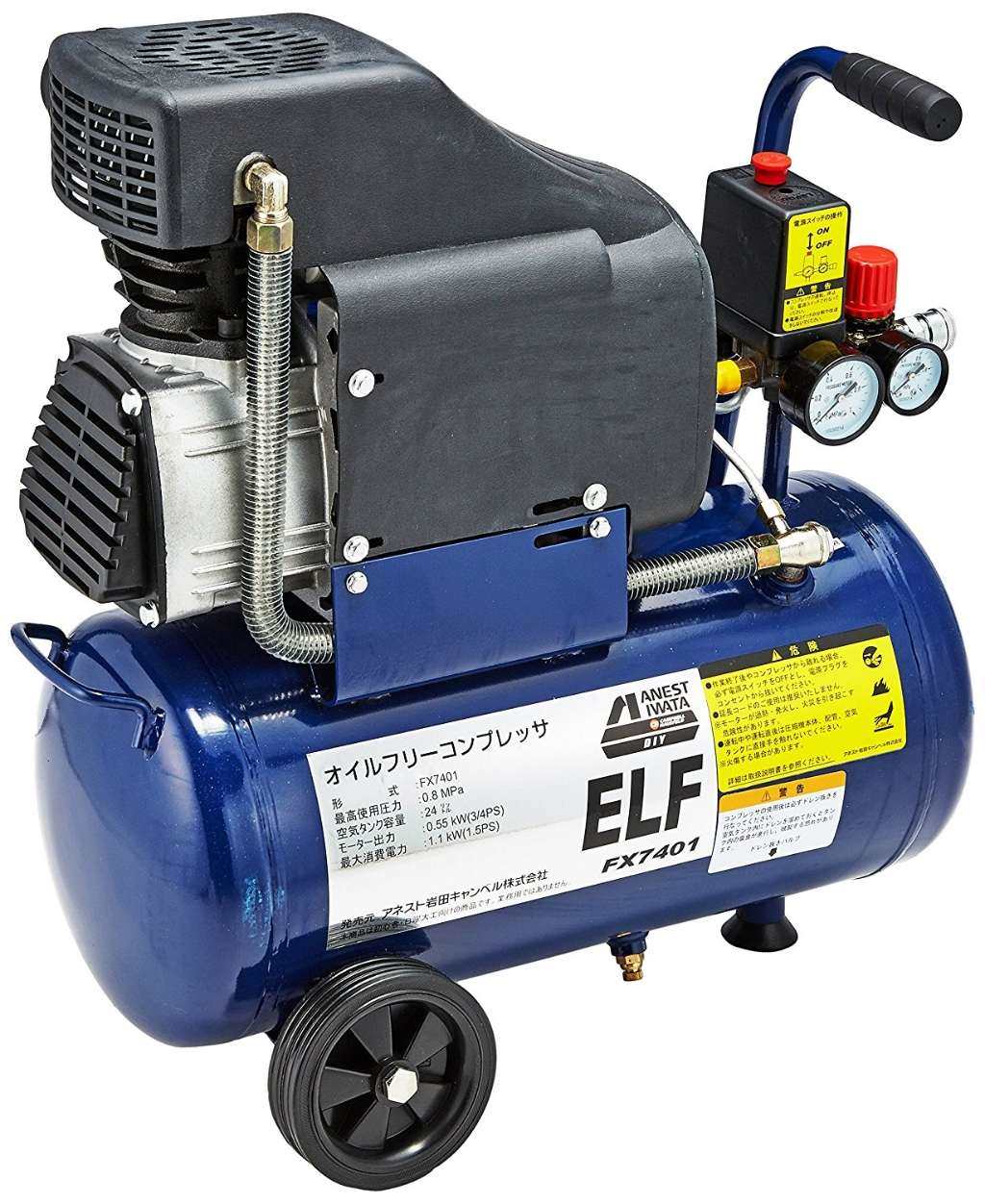 ■商品概要【商品仕様】●制御方式：圧力開閉器式●モータ出力：0．55kW●電源：単相100V●制御圧力：0．60-0．80MPa●吐出空気量(50・60Hz)：36・43L／min●タンク容量：24L●サイズ(本体寸法)：幅580×奥行32...