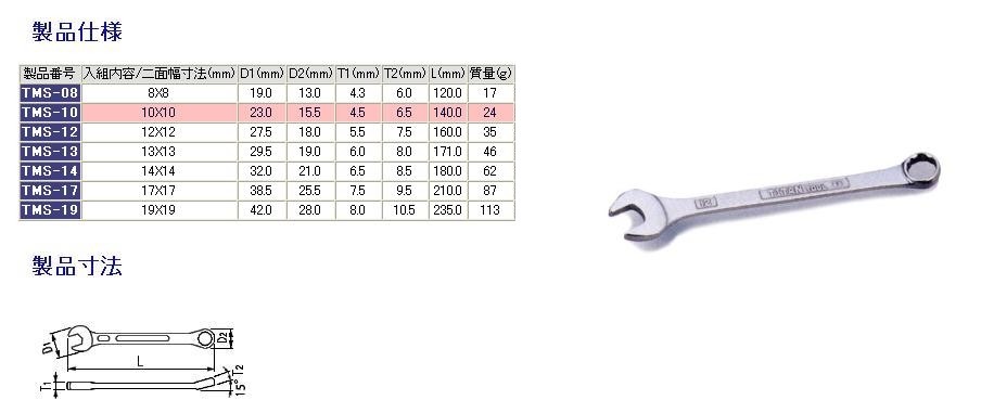 ■詳細説明従来品(鋼製)の約60％の軽さのチタン合金製コンビネーションスパナです。(TONE社比)錆びにくいと言われるステンレス鋼や銅合金より耐食性に優れています。低濃度の薬品に対しても十分な耐食性を発揮します。非磁性なので、磁場内で磁場に...