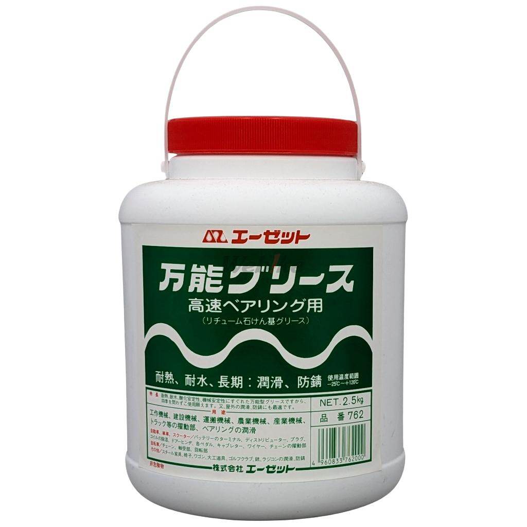■商品概要容量：2.5kg使用温度範囲：-25度から+120度ちょう度：2号高速ベ アリング等の摺動部分、屋外機器の潤滑防錆用■詳細説明潤滑性、耐水性に優れた万能型グリース。高速ベアリング、チェーン、ギア、ワイヤーロープ等の摺動部に最適です...