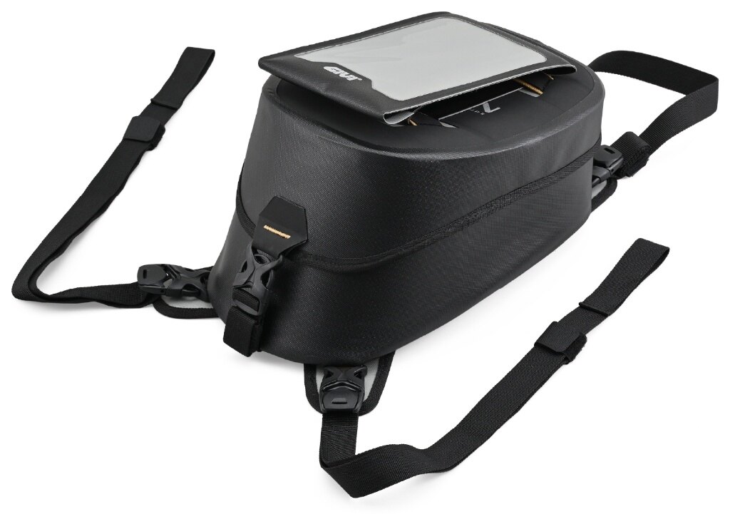 ■商品概要カラー：ブラック本体素材：高強度840デニール生地サイズ(外寸)：底部縦330×底部横180×高さ230mm容量：10L最大積載重量：2kgスマホホルダー付き■詳細説明車体に簡単に脱着できる防水タンクバッグ。着脱式スマートフォンホ...