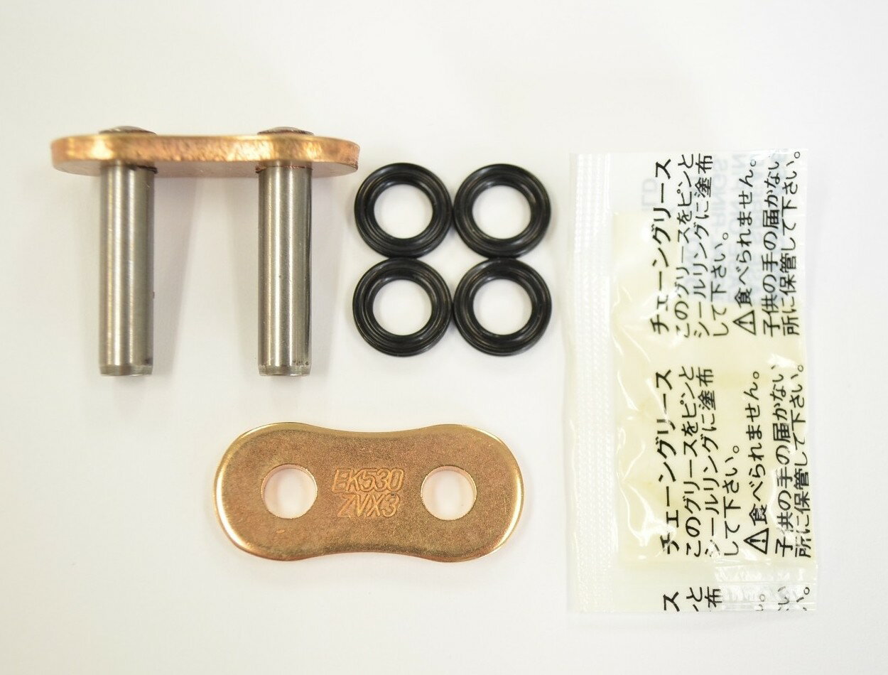 ■商品概要カラー：ゴールドサイズ：530適合チェーン：530ZVX3(GP)タイプ：カシメジョイント(MLJ)　※画像はイメージです。■適合車種&ensp;&ensp;&ensp;備考: 汎用