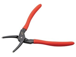 ■詳細説明大径スナップリング着脱作業を安全・快適に！・適用径Φ40-100mmまで対応の、大径用スナップリングプライヤ。・先端径Φ2.3mmで、大型トラックのVロッドなど固いスナップリングにも対応。・グリップ上部は絞り込み形状で、グリップエ...