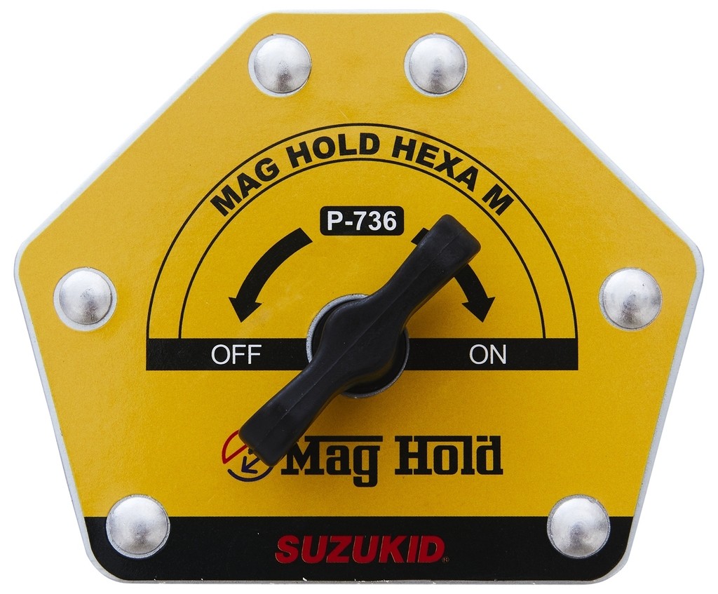 ■商品概要【仕様】・保持角度：30度／45度／60度／75度／90度／105度／120度／135度／150度・磁力スイッチ：有り・本体材質：スチール・磁石種類：フェライト【Mサイズ】・重量：440g(本体)、500g(パッケージ)・サイズ：...