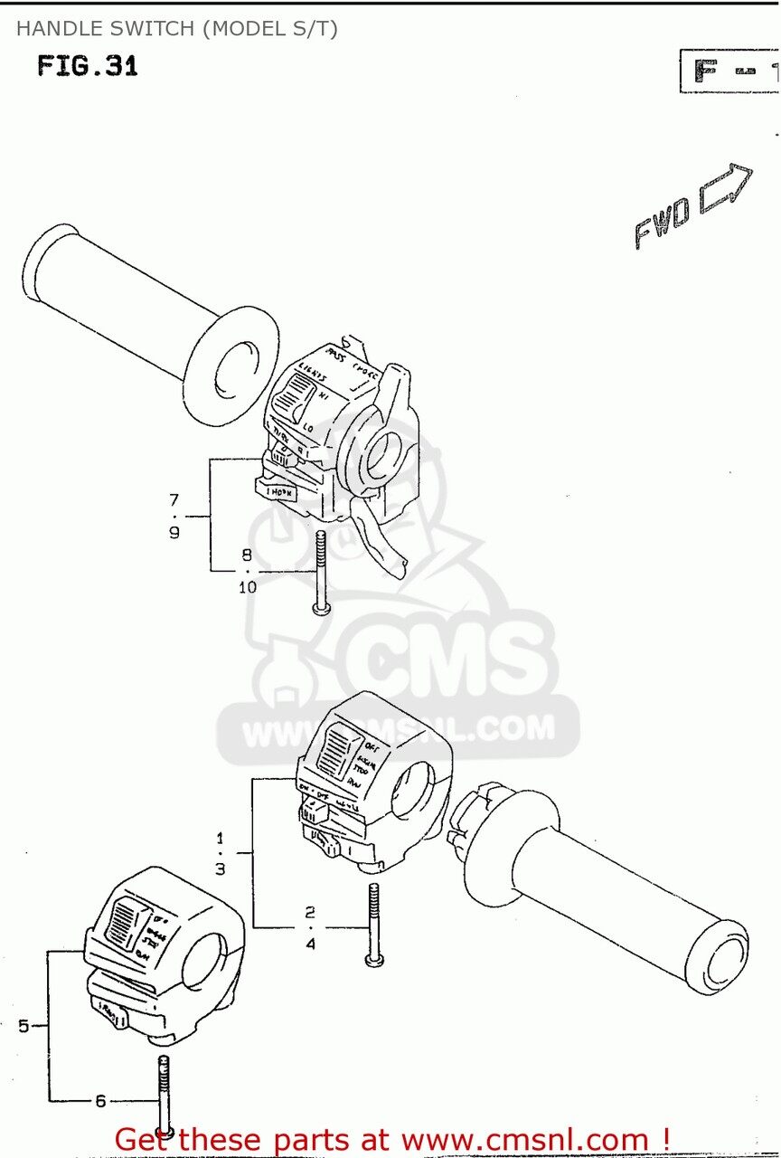 ■商品概要ハンドルスイッチ(モデルS/t)画像番号3■注意点※パーツリストの画像は「Suzuki Gsf600 1995 (s) (e02 E04 E18 E22E25E34)」の車種のものです。※一部商品は、パーツリストの画像番号が変更と...