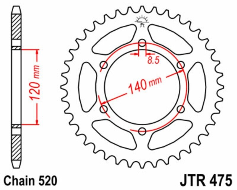 ■商品概要【メーカー品番】JTR475.42Rear sprocket teeth count：42Material：SteelRear sprocket version：StandardRear sprocket type：475Chai...