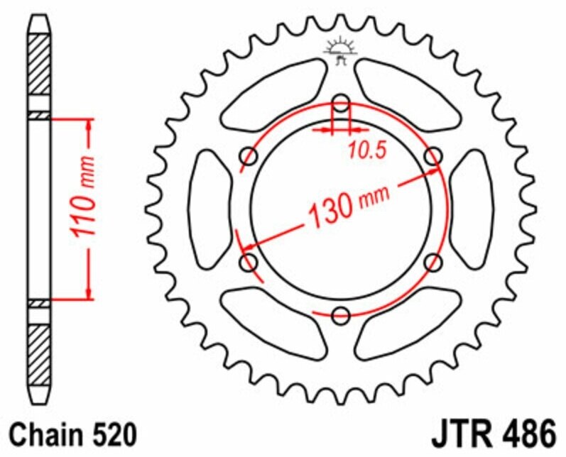 ■商品概要【メーカー品番】JTR486.38Rear sprocket teeth count：38Material：SteelRear sprocket version：StandardRear sprocket type：486Chai...