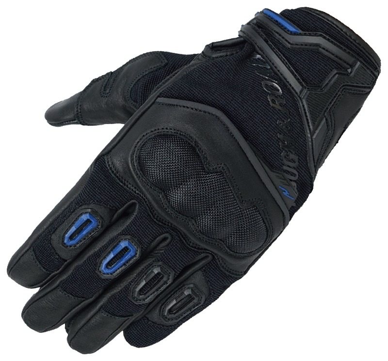 ■商品概要カラー：ブラック／Y.ブルーMATERIAL：甲側／ニットジャージ、タフレザー、樹脂ナックルパッド、反射素材、牛革 掌側／牛革、スマートタッチレザーFUNCTION：両手タッチパネル対応(親指、人差し指)、リフレクター、指先アウト...