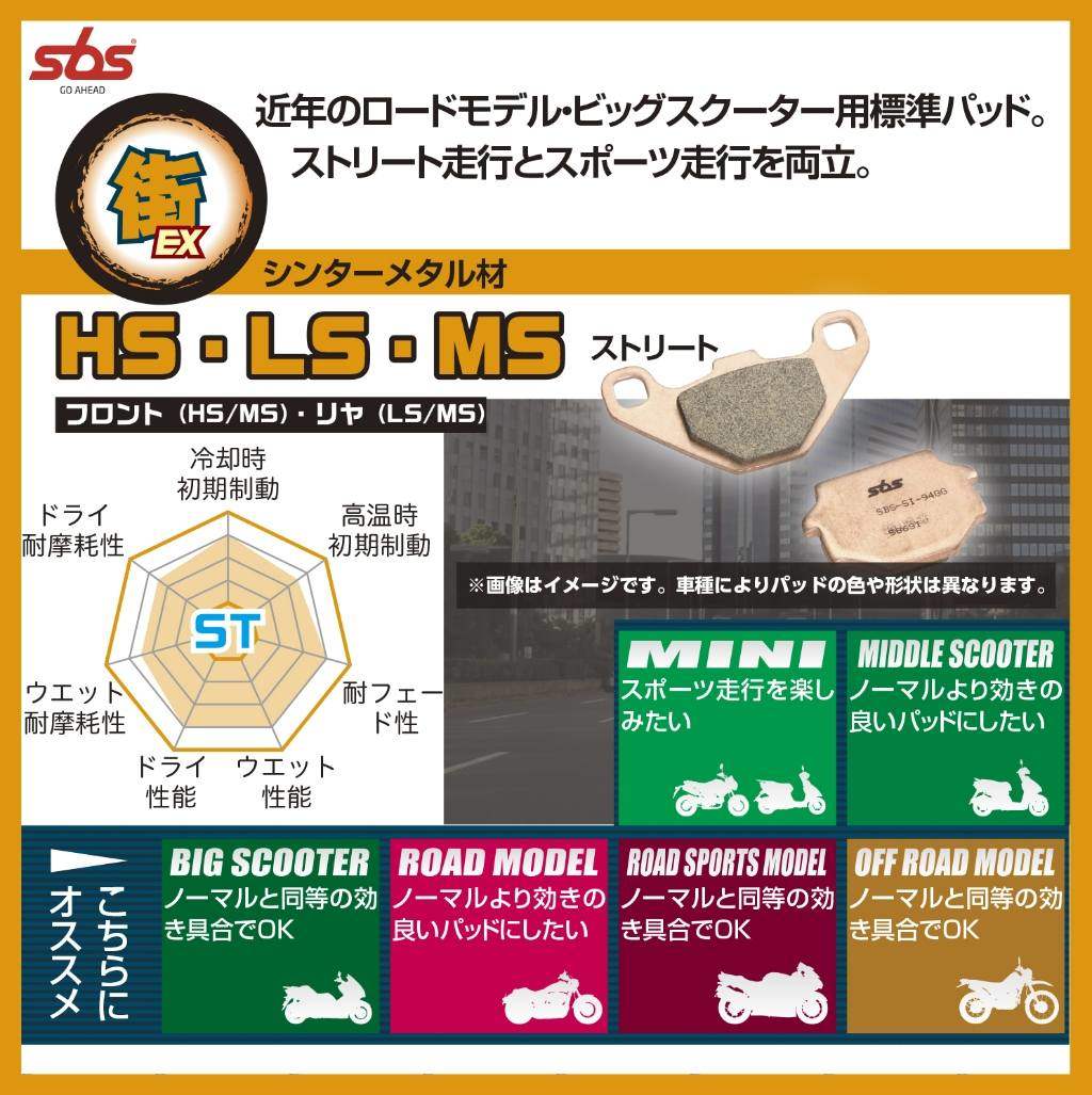 ■商品概要■リア用【入数】1キャリパー分【パッドNO】169【タイプ】MS ストリート【材質】シンターメタル材■詳細説明SBSはデンマーク生まれの世界シェアNo，1ブレーキパッド！！安定した制動力と高い耐久性を誇るSBSブレーキパッド。スト...