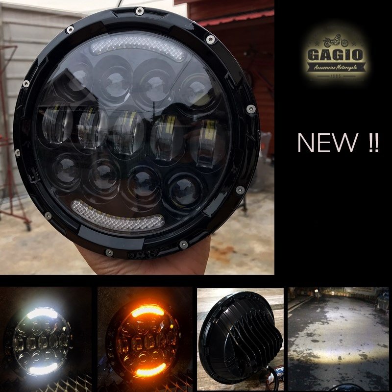 ■詳細説明7 -inch LED Projector headlights， corn pattern， dimmer， 2colors，suitable for motorcycle， vintage style， classic caf...