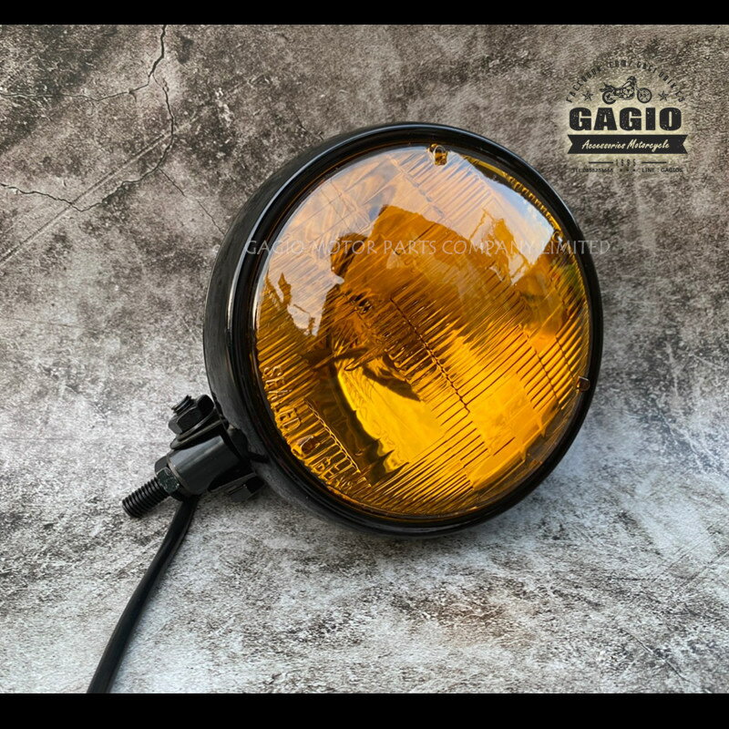 ■詳細説明6 -inch round headlights， yellow lanes， H3 tubes under thelamp，suitable for motorcycle， vintage style， classic cafe...